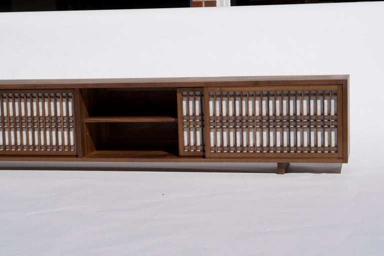 Walnut Media Cabinet with Shoji Doors For Sale at 1stDibs