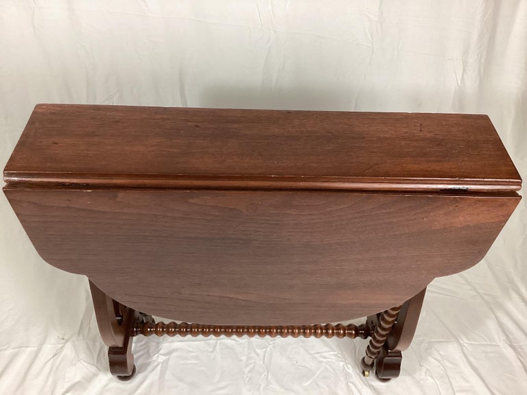 Walnut Narrow Small Tuck-a-Way Drop Leaf Table with Barley Twist Legs ...