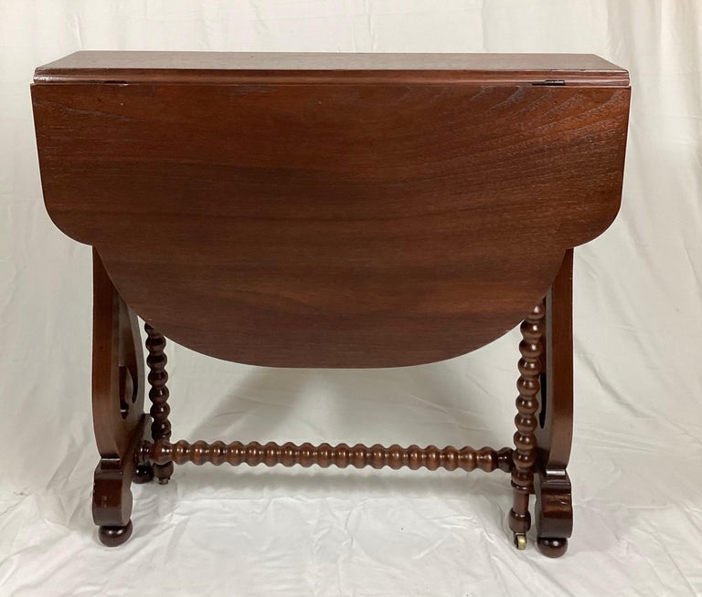 Walnut Narrow Small Tuck-a-Way Drop Leaf Table with Barley Twist Legs ...