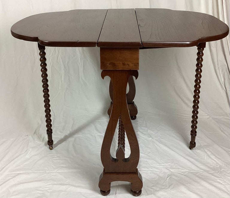 Walnut Narrow Small Tuck-a-Way Drop Leaf Table with Barley Twist Legs ...