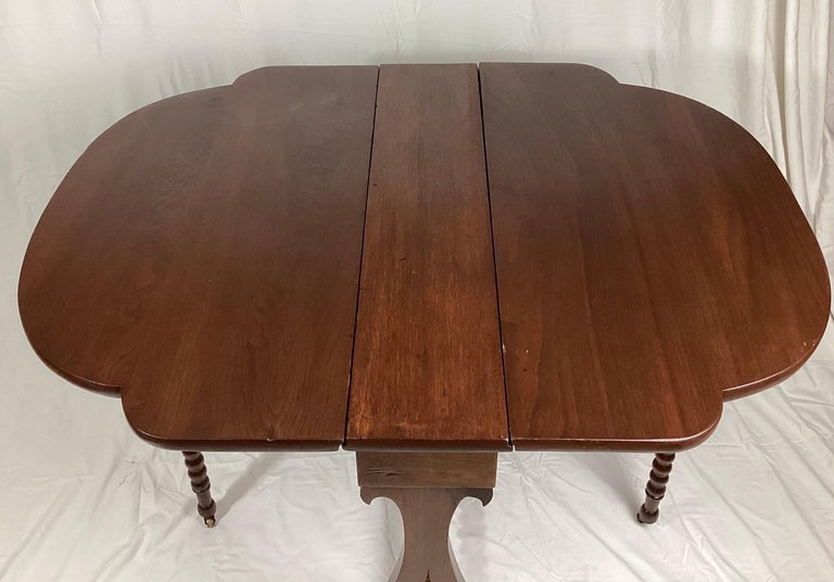 Walnut Narrow Small Tuck-a-Way Drop Leaf Table with Barley Twist Legs ...