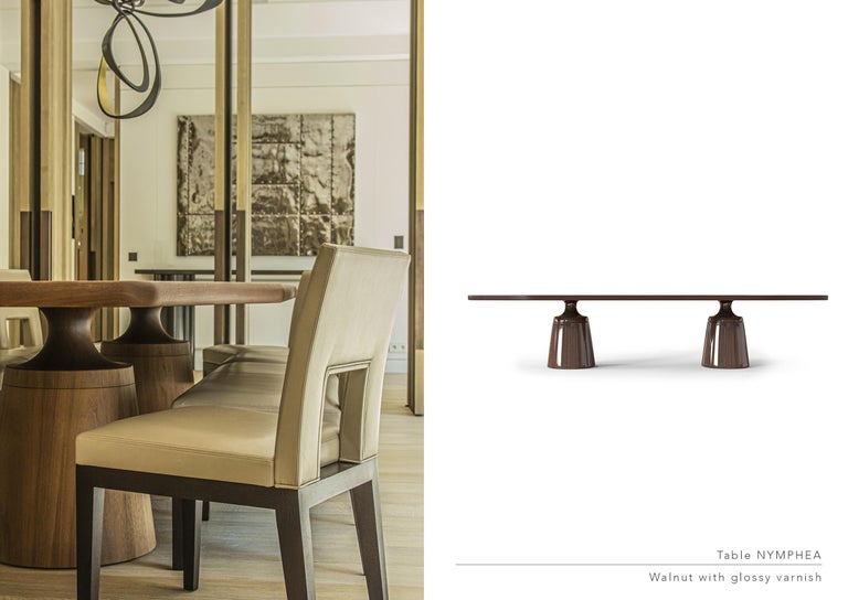 Walnut Nymphea Table with Extension by LK Edition For Sale at 1stDibs