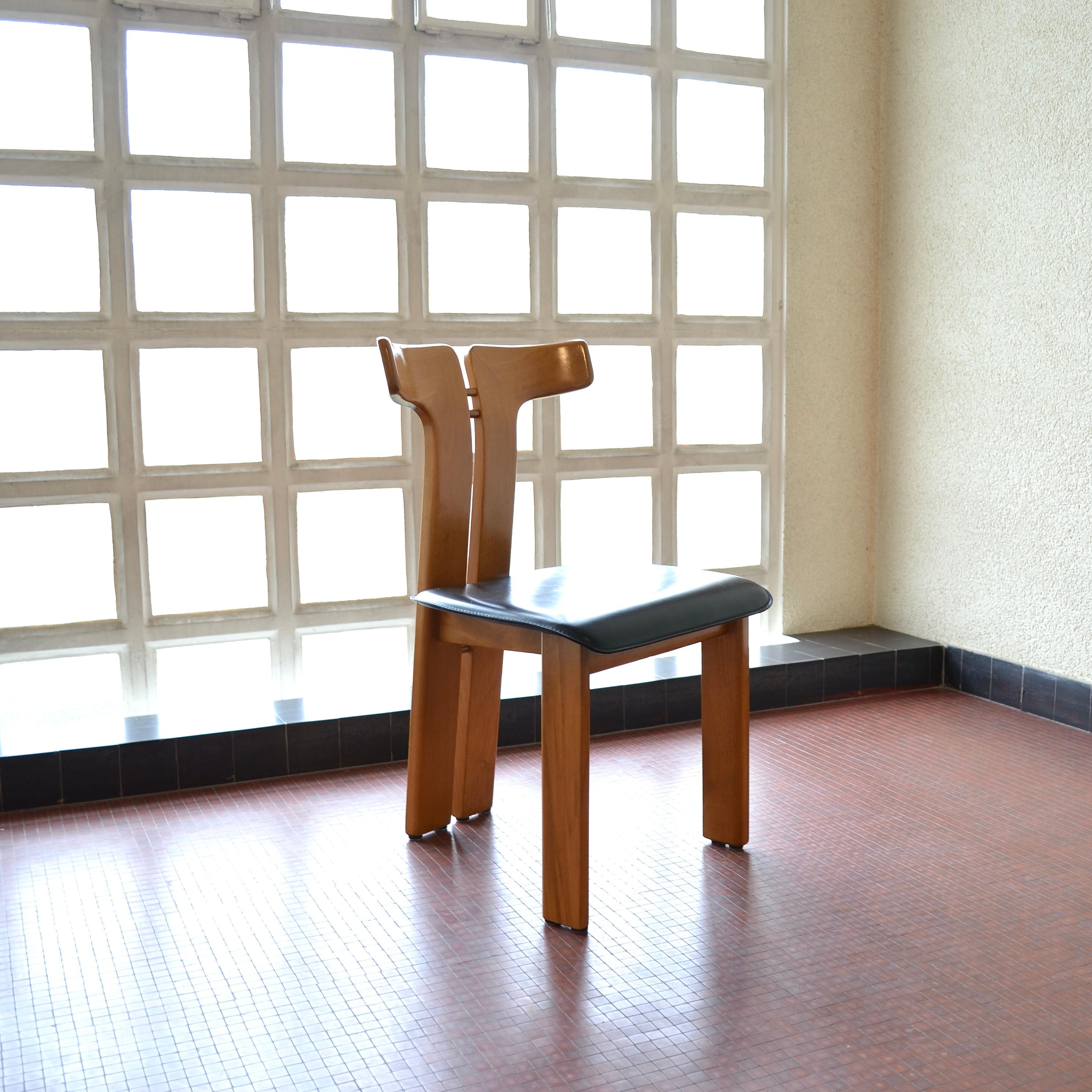 6 Walnut organic chairs, Pierre Cardin, France, 1980's at 1stDibs