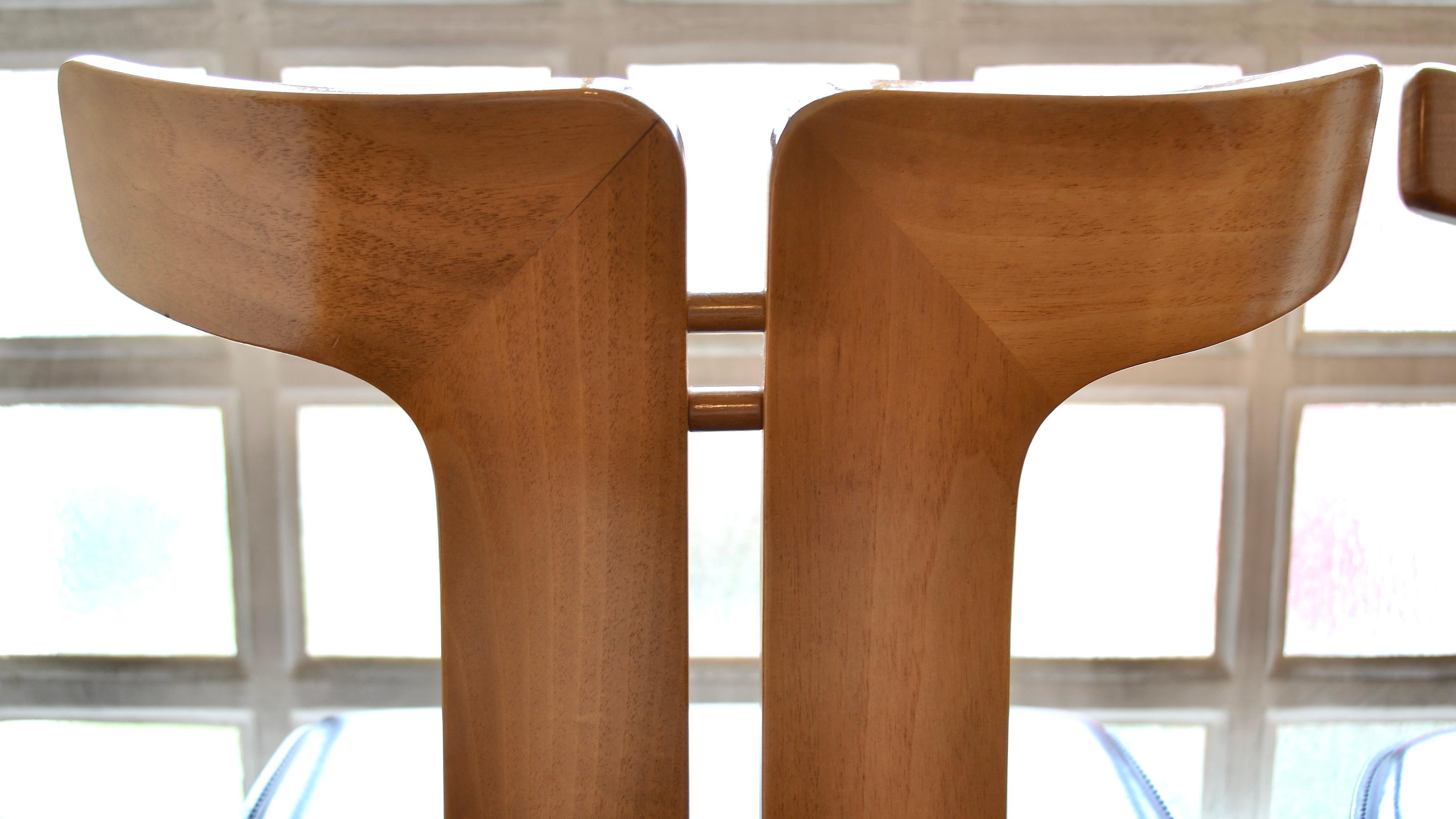 6 Walnut organic chairs, Pierre Cardin, France, 1980's at 1stDibs