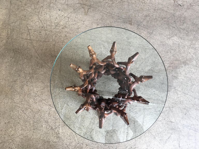 Walnut Puzzle Side Table of Woven Geese at 1stDibs