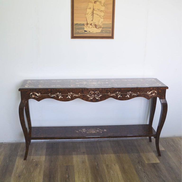 Walnut rectangular console table For Sale at 1stDibs