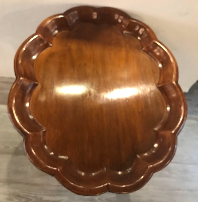 Walnut Scalloped Edge Accent Side Table For Sale at 1stDibs | round ...