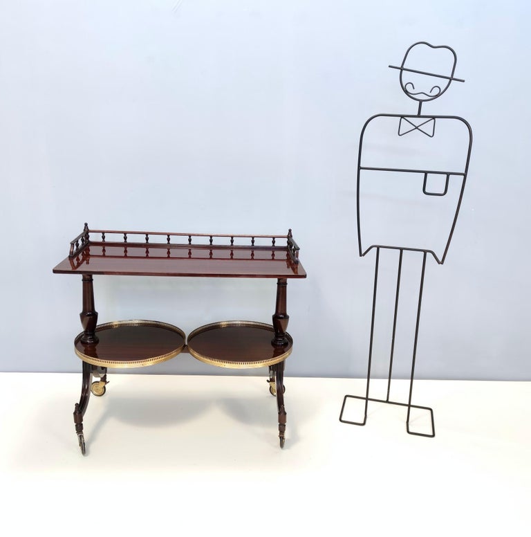 Vintage Walnut Serving Cart or Console Table with Two Sliding Shelves ...