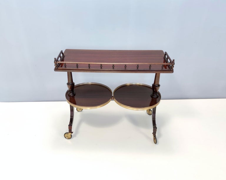 Vintage Walnut Serving Cart or Console Table with Two Sliding Shelves ...