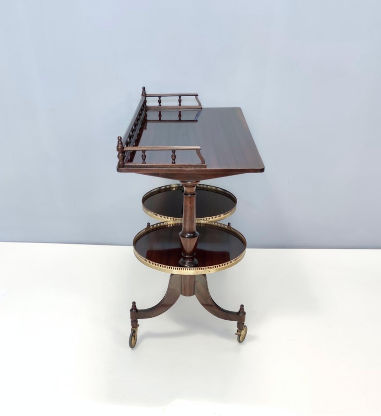 Vintage Walnut Serving Cart or Console Table with Two Sliding Shelves ...