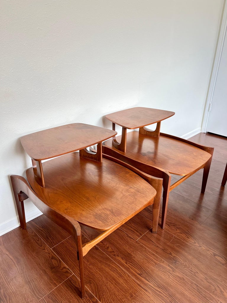 Vintage Mid-Century Modern Set of Walnut Side Table Set, 1960s For Sale ...
