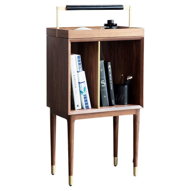 Walnut Side Table with Removable Tray Top For Sale at 1stDibs