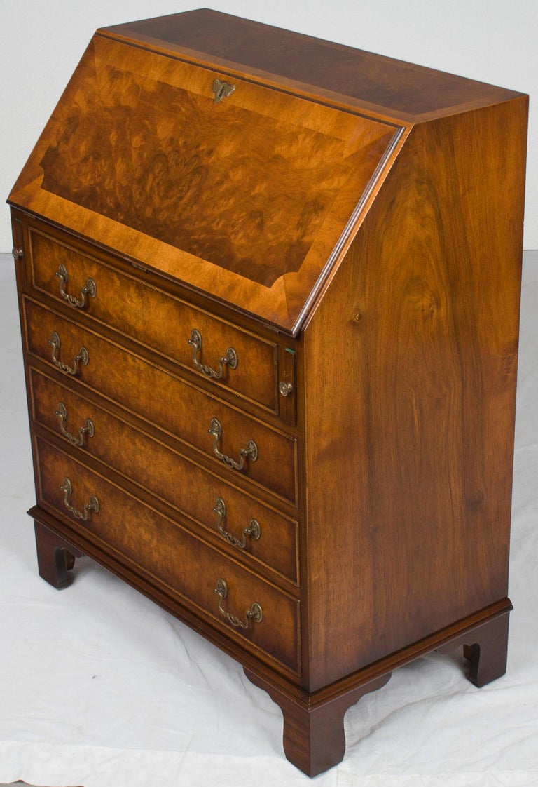 Walnut Slant Front Drop Down Bureau Butlers Desk For Sale at 1stDibs