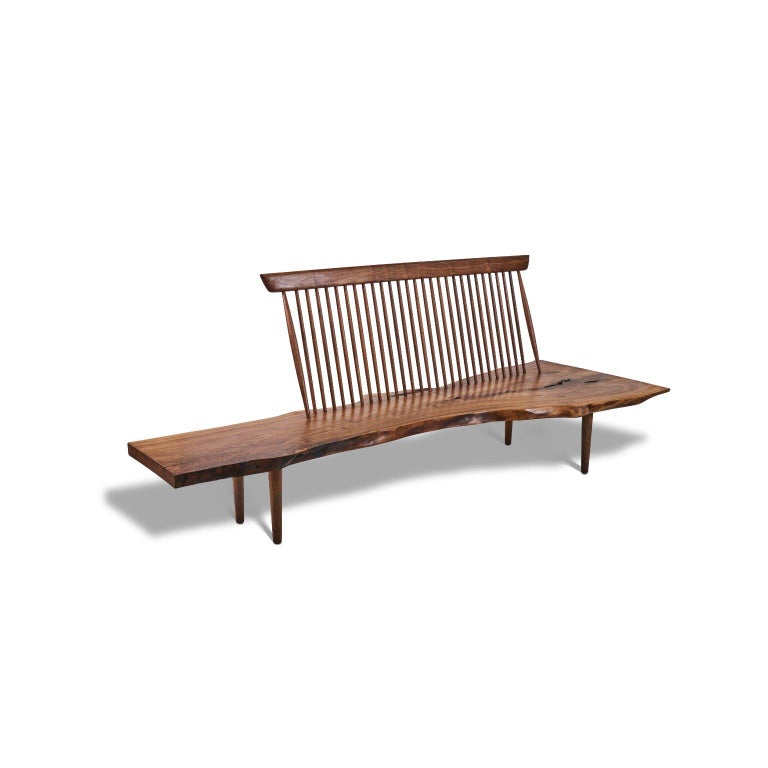 Walnut Spindle Back Bench by Contemporary Ecowood For Sale at 1stDibs