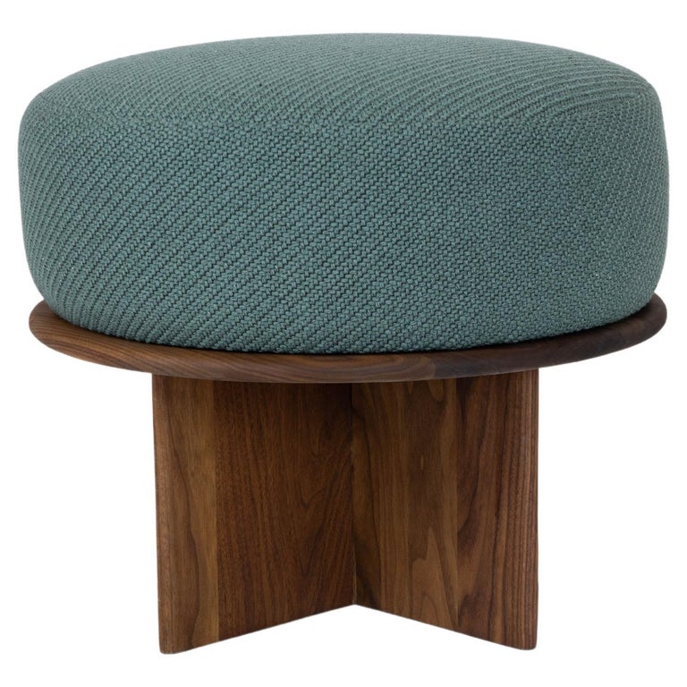 Walnut Stool/Side Table with Tall Cushion For Sale at 1stDibs