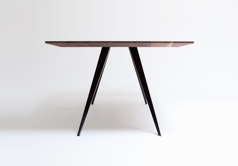 Walnut Table Bevel Edge Industrial Design For Sale at 1stDibs