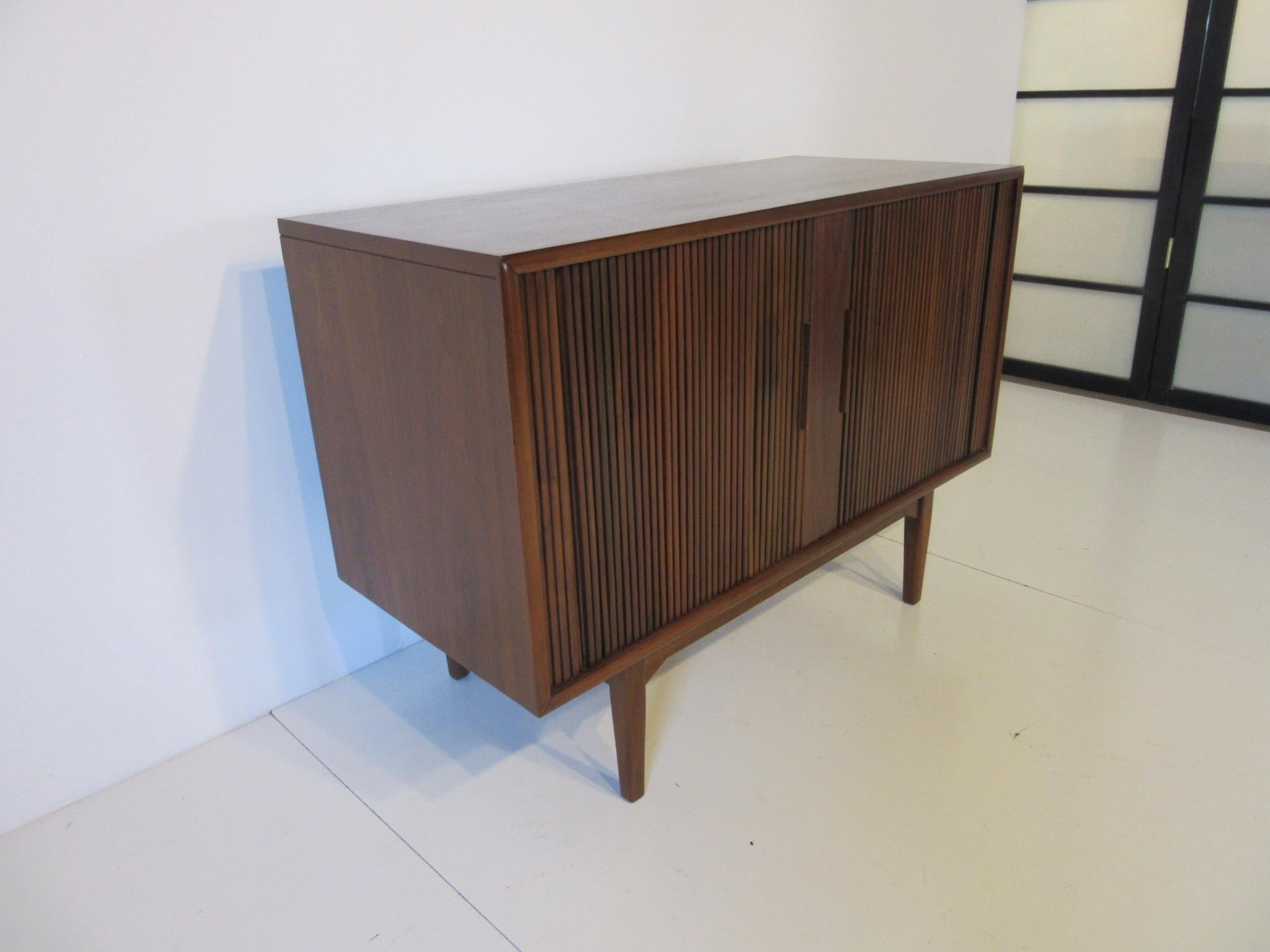 Walnut Tambour Door Media or Stereo Cabinet at 1stDibs | stereo cabinet ...