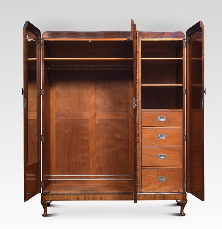 Walnut Three-Door Compactum Wardrobe at 1stDibs