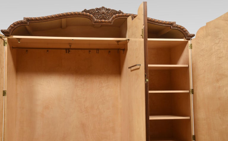 Walnut Three Door Compactum Wardrobe For Sale at 1stDibs