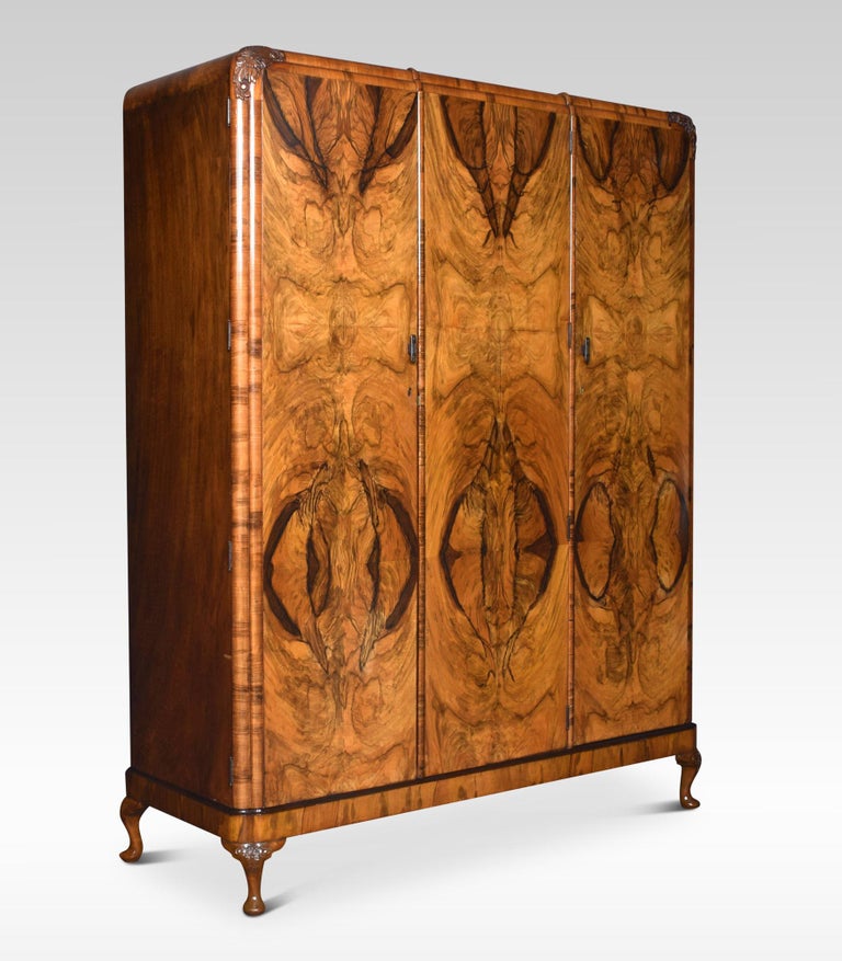 Walnut Three-Door Compactum Wardrobe at 1stDibs