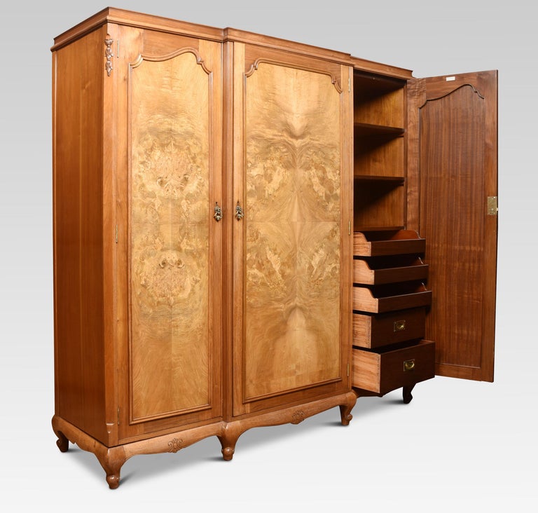 Walnut Three Door Compactum Wardrobe For Sale at 1stDibs