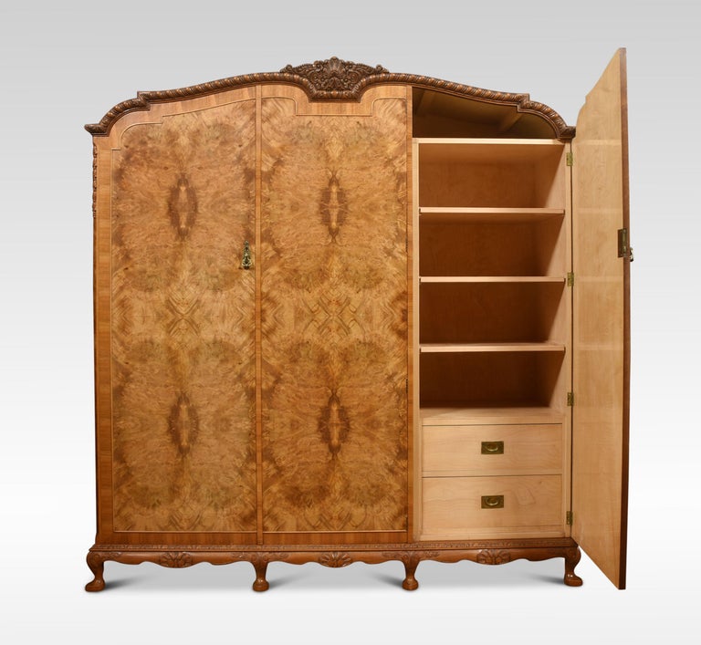 Walnut Three Door Compactum Wardrobe For Sale at 1stDibs