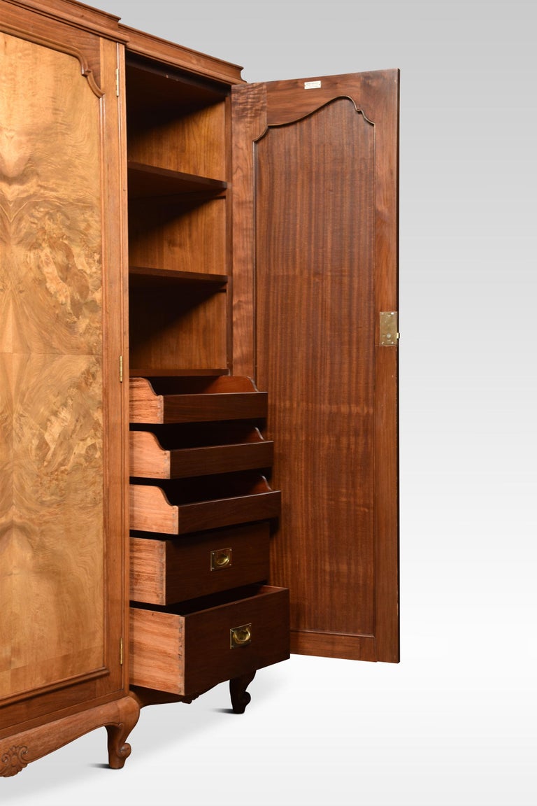 Walnut Three Door Compactum Wardrobe For Sale at 1stDibs