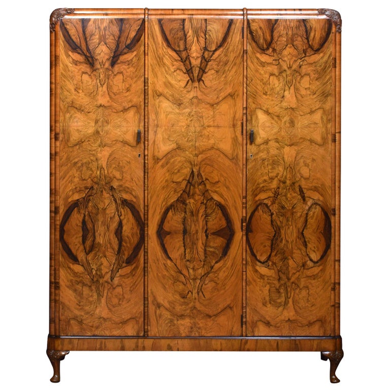 Walnut Three-Door Compactum Wardrobe at 1stDibs