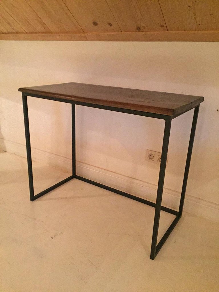 Walnut Top Iron Table For Sale at 1stDibs