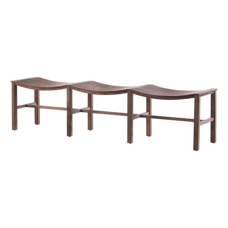 Walnut Waves Bench For Sale at 1stDibs