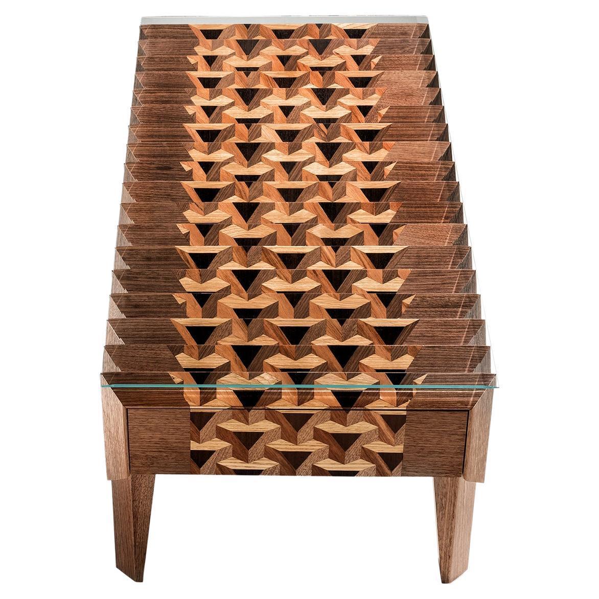 Walnut Wood Coffee Table Triangles Pattern The Netherlands By Sordile ...
