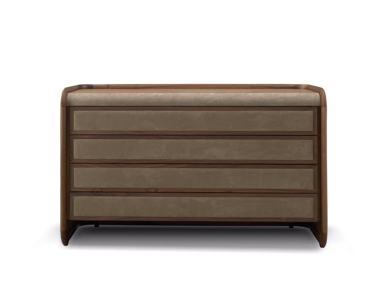 Walnut Wood, Leather, Infinity Dresser For Sale at 1stDibs