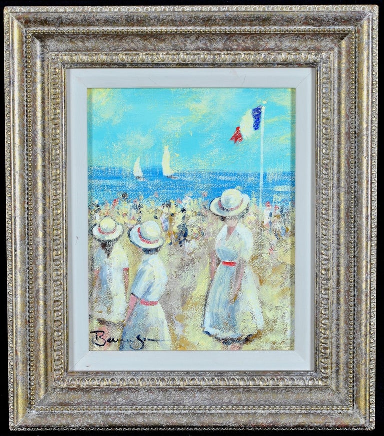 Walter Beauvais - Ladies on a French Beach - Impressionist Oil on ...