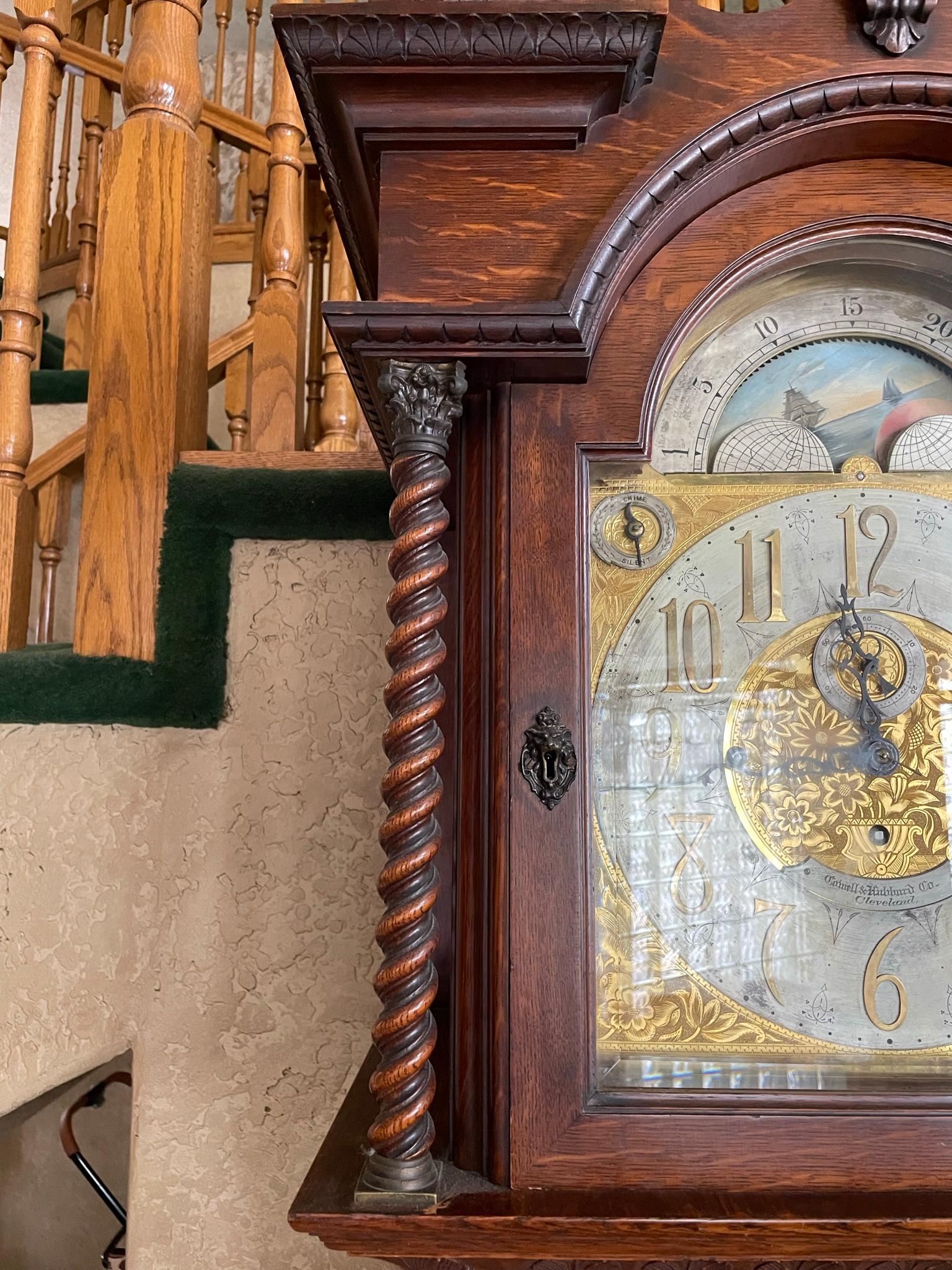 Walter Durfee Tall Case 9-Tube Grandfather Clock Carved Intricately by ...