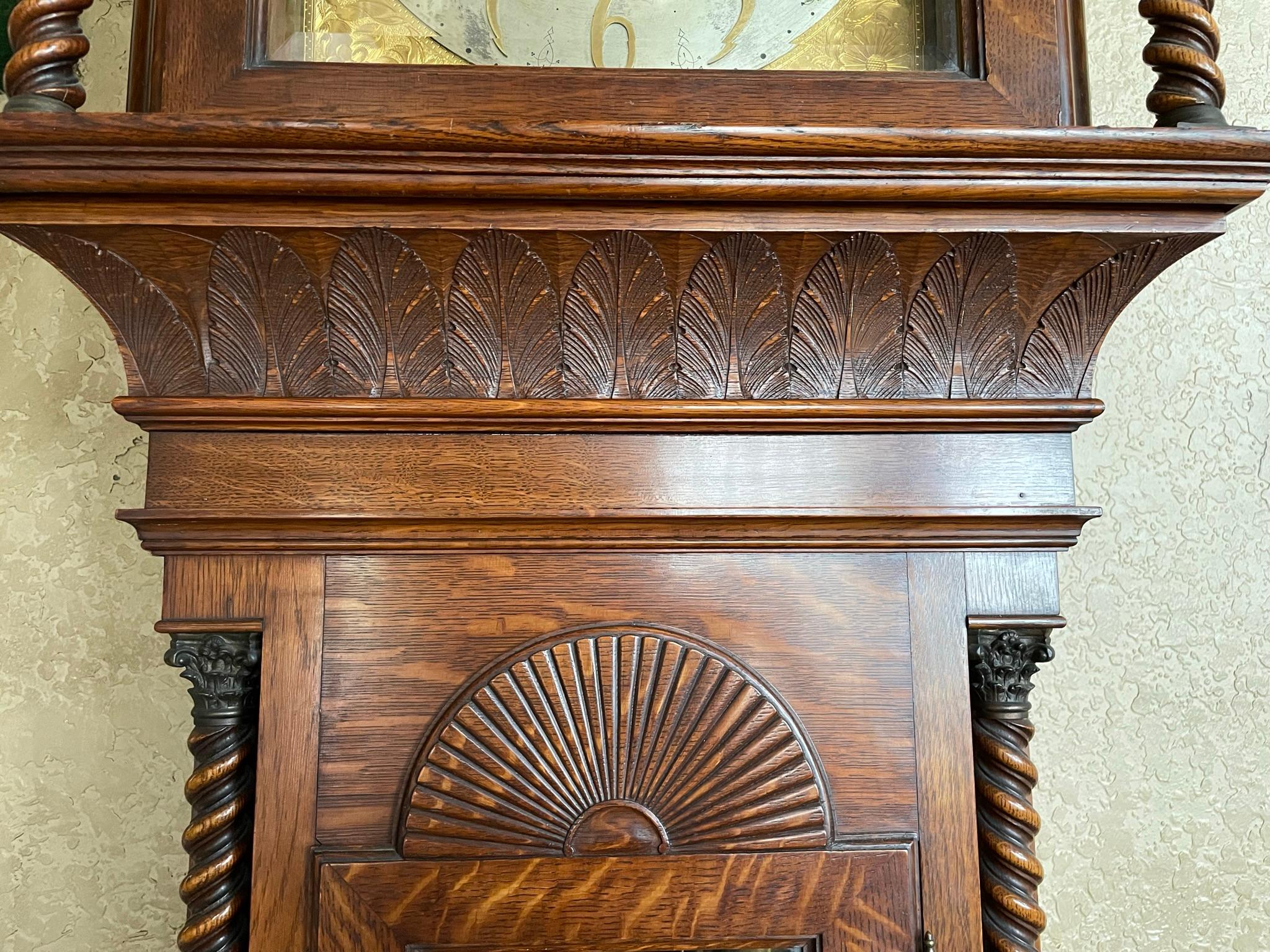 Walter Durfee Tall Case 9-Tube Grandfather Clock Carved Intricately by ...