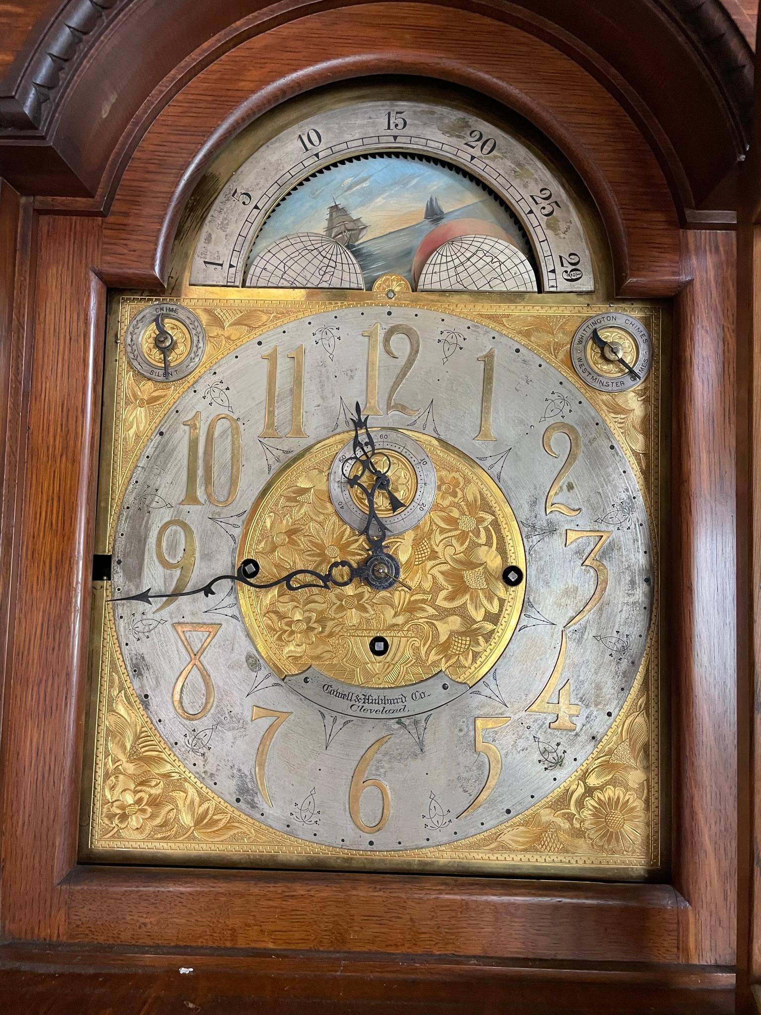Walter Durfee Tall Case 9-Tube Grandfather Clock Carved Intricately by ...