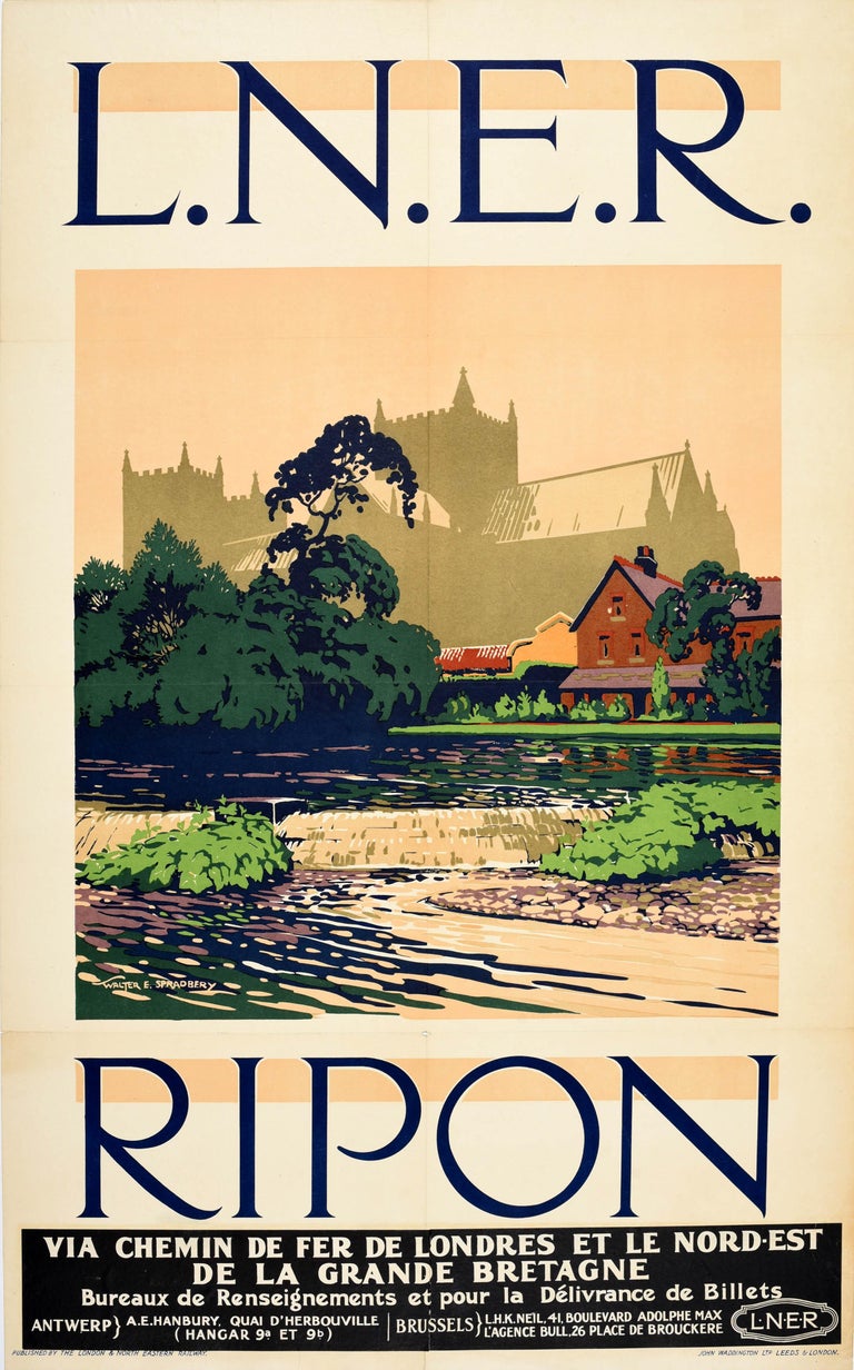 Walter E. Spradbery - Original Antique Travel Poster Ripon Yorkshire ...
