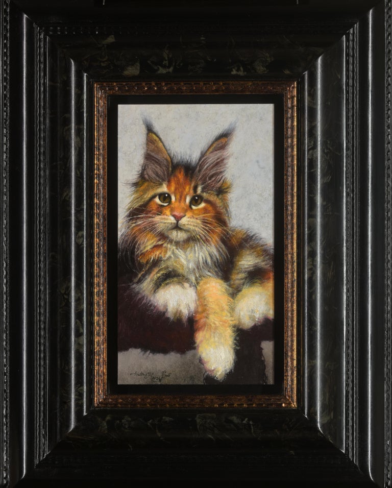 Walter Elst - Wild Cat Oil Painting on Panel Animal Nature In Stock For ...