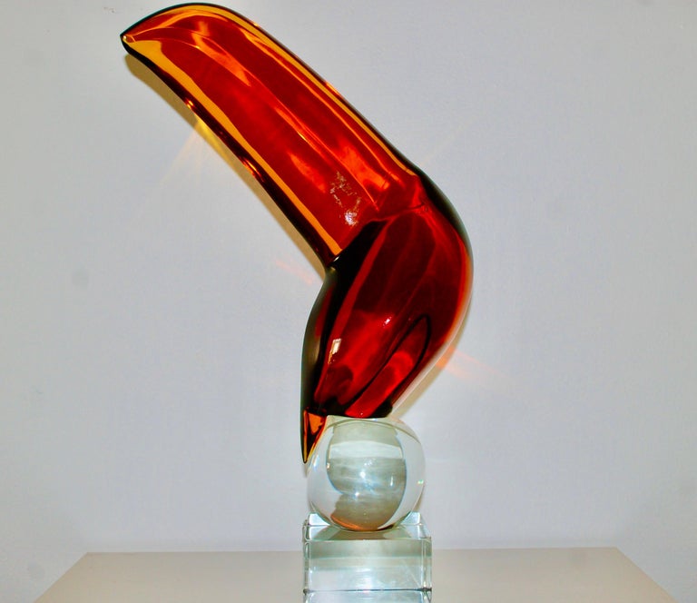 Walter Furlan - Toucan Large Murano Glass Sculpture For Sale at 1stDibs