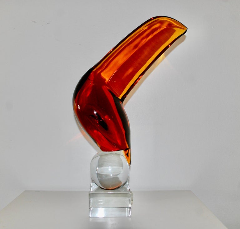 Walter Furlan - Toucan Large Murano Glass Sculpture For Sale at 1stDibs