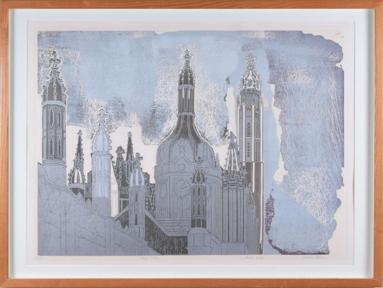 Walter Hoyle - King's College, Cambridge linocut print by Walter Hoyle ...