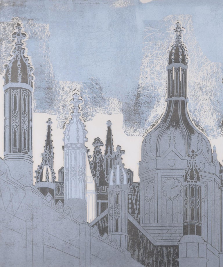 Walter Hoyle - King's College, Cambridge linocut print by Walter Hoyle ...