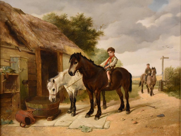 Walter Hunt - Oil Painting by Walter Hunt "Home from Pasture" at 1stDibs