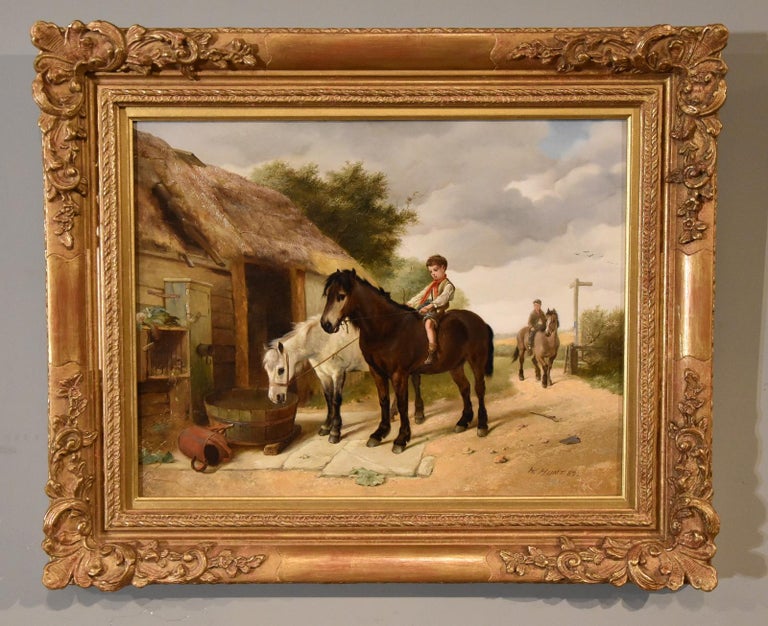 Walter Hunt - Oil Painting by Walter Hunt "Home from Pasture" at 1stDibs