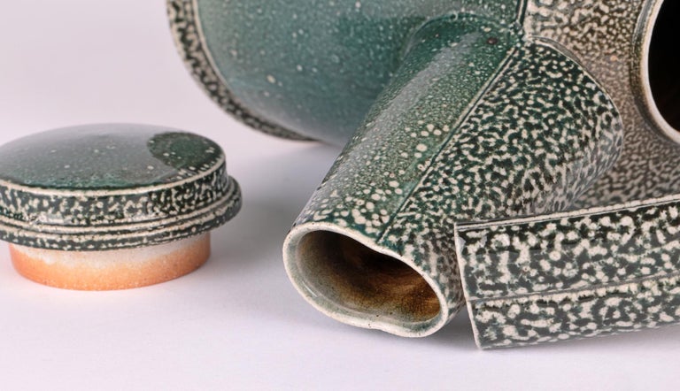 Walter Keeler Salt Glazed Studio Pottery Gun Barrel Teapot at 1stDibs
