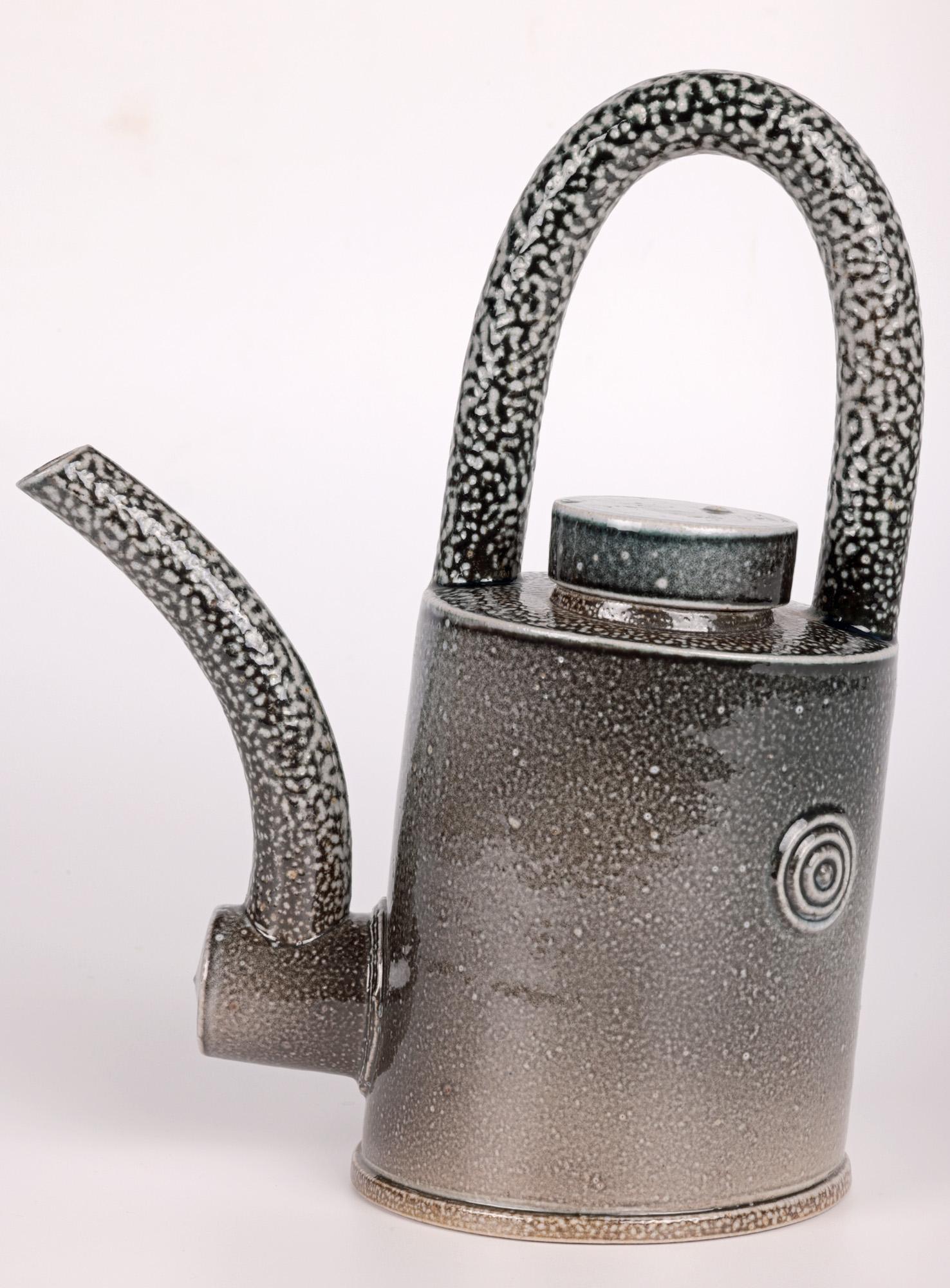 Walter Keeler Salt Glazed Studio Pottery Leaning Teapot For Sale at 1stDibs