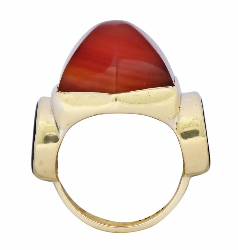 Walter Lampl Art Deco Carnelian Onyx 14 Karat Gold Cocktail Ring, circa ...