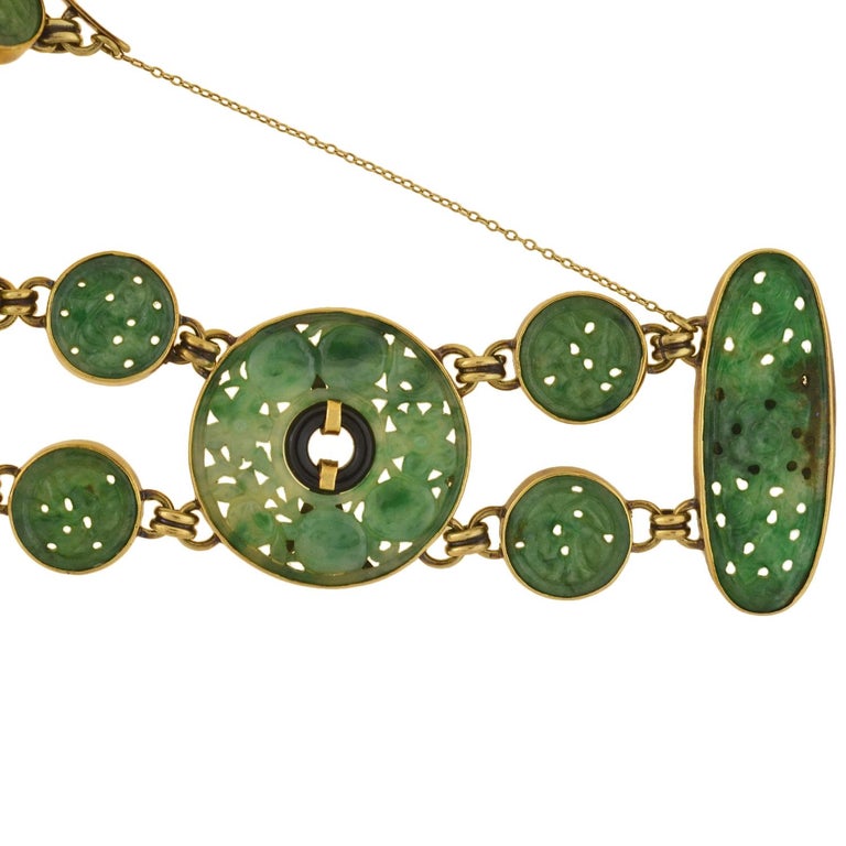 WALTER LAMPL Art Deco Onyx and Carved Jade "Butterfly and Flower ...