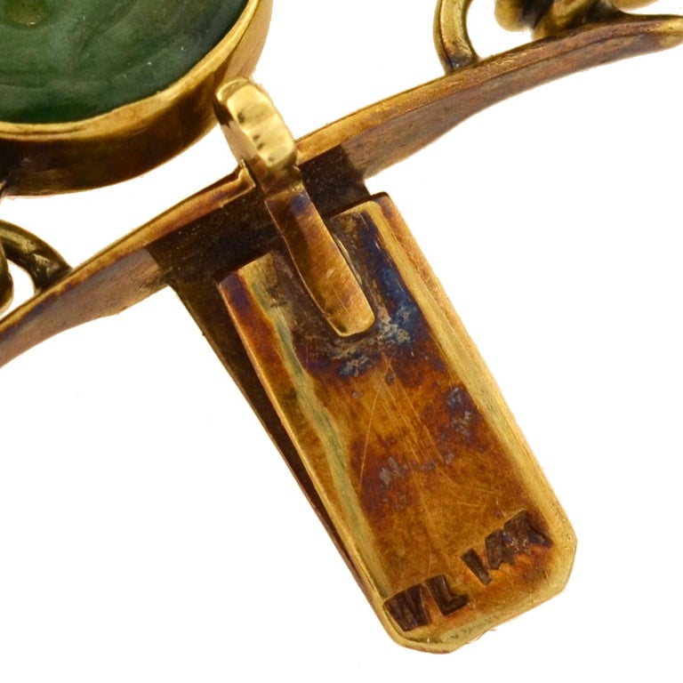 WALTER LAMPL Art Deco Onyx and Carved Jade "Butterfly and Flower ...