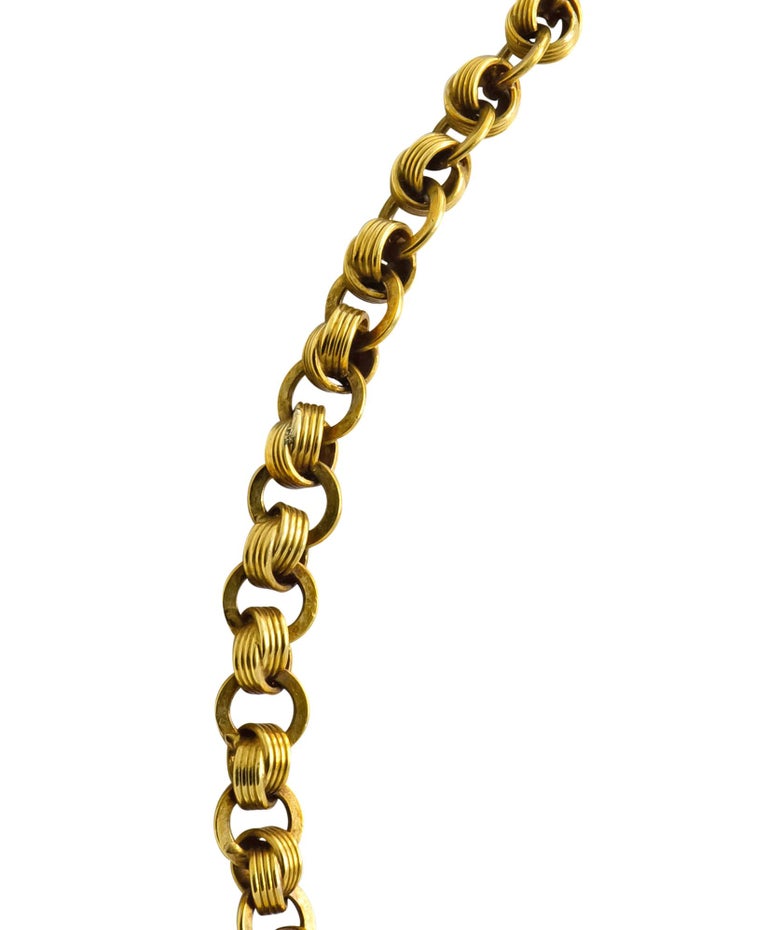Walter Lampl Retro Jade 14 Karat Yellow Gold Drop Necklace at 1stDibs
